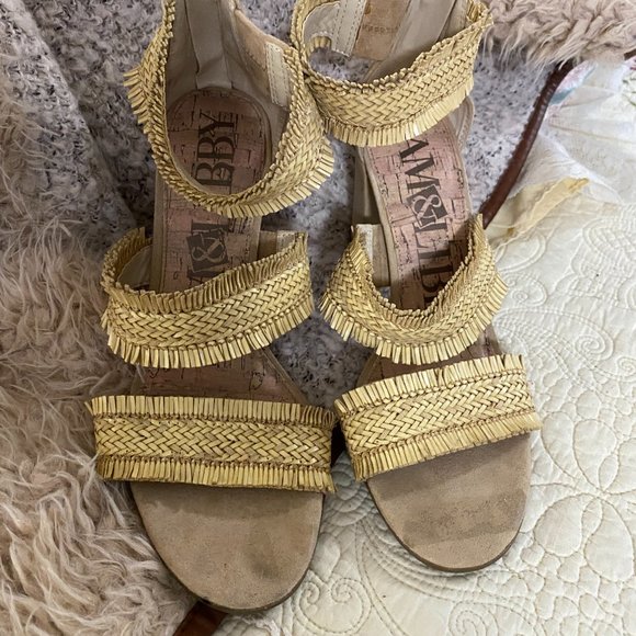 Sam & Libby | Shoes | Sam Libby Straw Chunky Heels Eucsz 8 | Poshmark